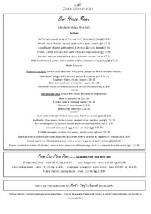 Menus - The Gainsborough Sudbury